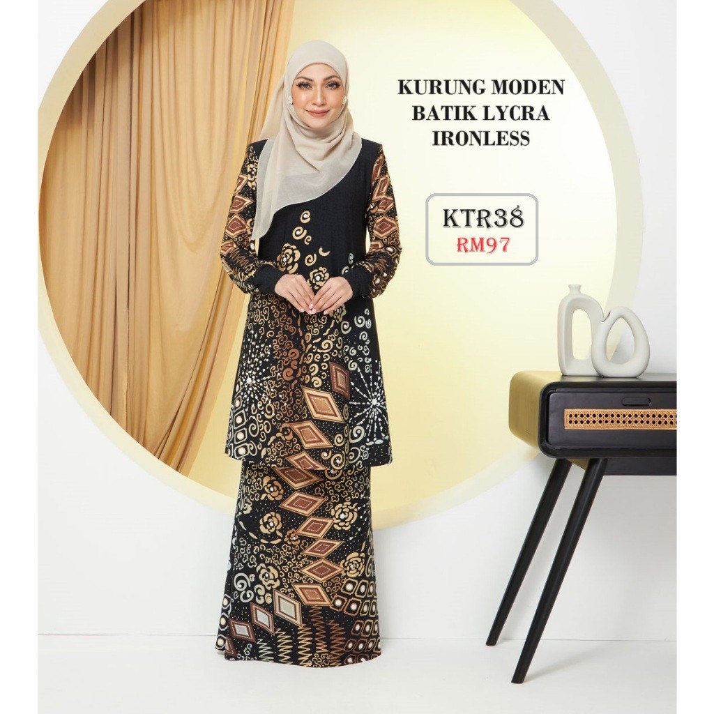 [Ready Stock] Ironless Batik Pattern _ Korean Lycra Modern Korean ...