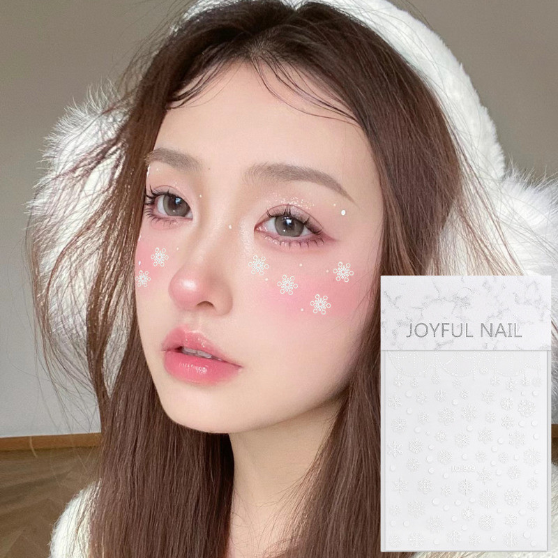Christmas White Snowflake Face Stickers - Festival Body Art Decoration ...