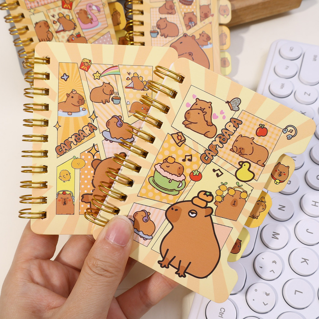 Kawaii Capybara Coil Notebook - Mini Portable Diary Sketchbook - Loose ...