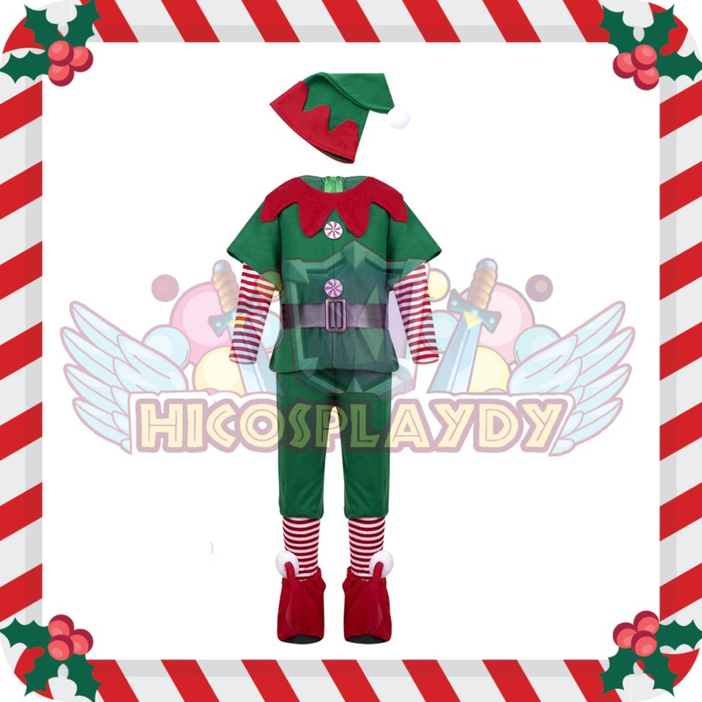 hiCosplayDy Parent Child Christmas Santa Claus Green Elf Cosplay School ...