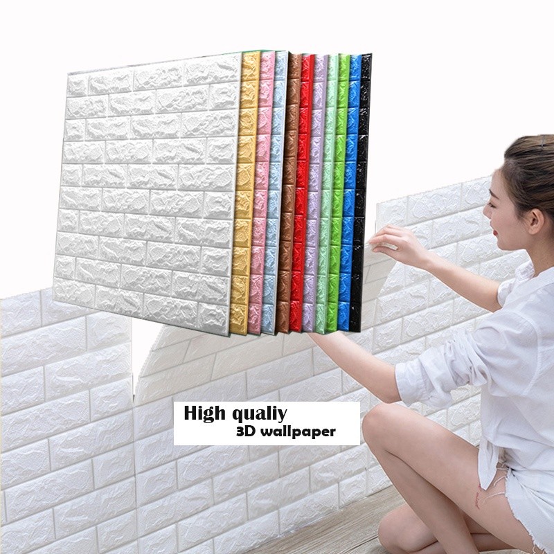 Large 77 X 70cm XPE Waterproof 3D Foam Wallpaper Brick Design Wall ...