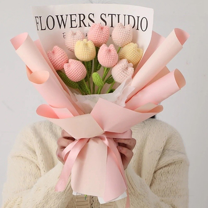 Hand Woven Flowers Handicraft Tulip DIY Finished Flowers Decor ...