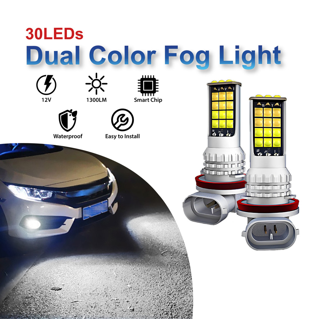 1PC 30LED Fog Light Bulb Two Color H3 H7 H8 H11 9005 HB3 9006 HB4 P13W ...