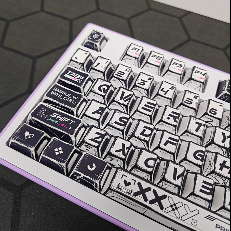 Caricature Print Stream Keycap Black White Cherry Profile DYE ...