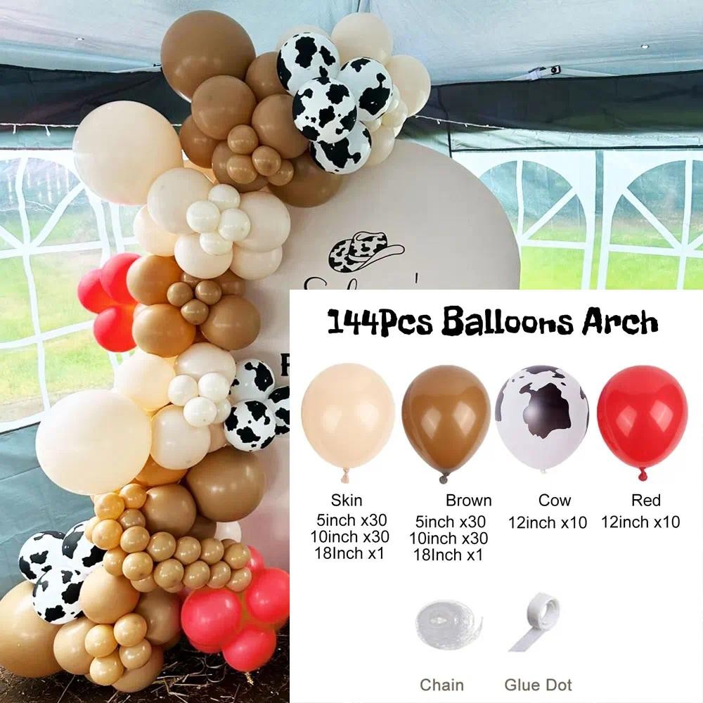 Brown Cow Balloons Garland Bobo Skin Coffee Brown Red Cow Printed ...