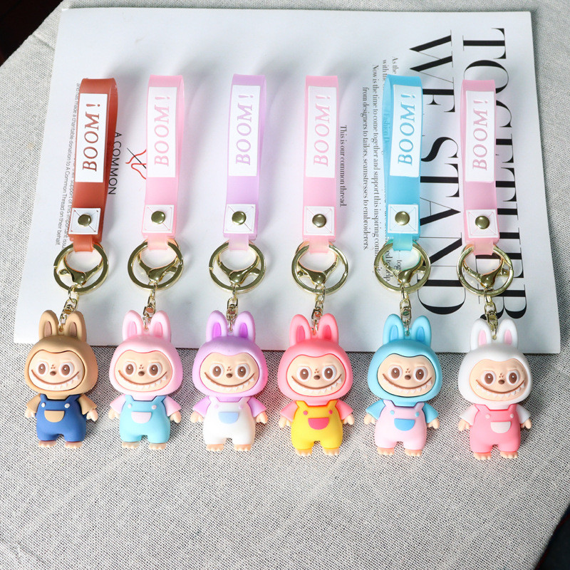 Cute Labubu keychian Cartoon Labubu doll keychain Bag pendant Car ...