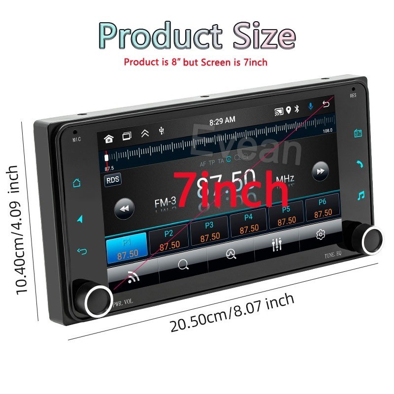 Evean 7 Inch Toyota Perodua Myvi Car Android Player With Wireless Apple CarPlay Android Auto ...