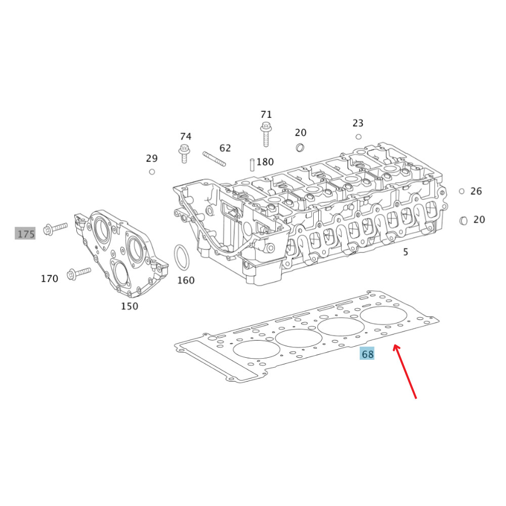 Original Mercedes Benz Cylinder HEAD Gasket M271 2710160220 2710160320 ...