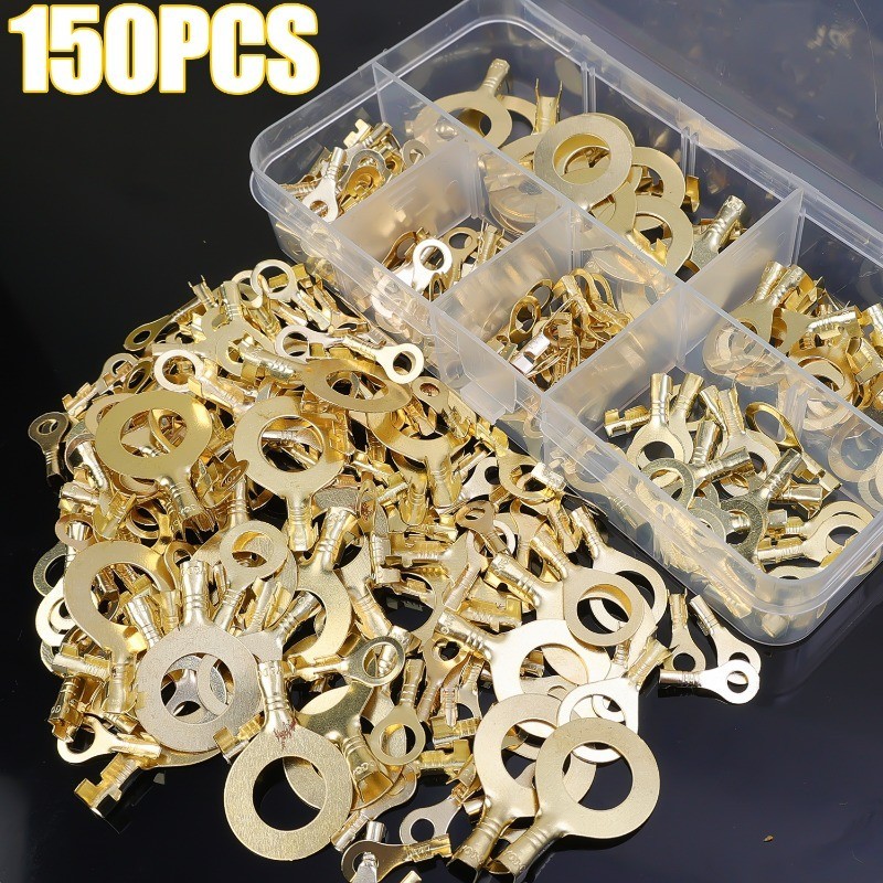 150Pcs/Box M3 M4 M5 M6 M8 M10 Round Terminal Blocks DJ431 O-type Copper ...