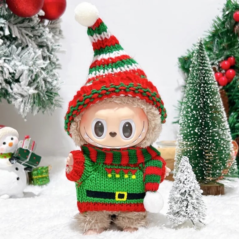17cm Labubu Doll Clothes Christmas Toys Knitted Sweaters Labubu V1 V2 ...