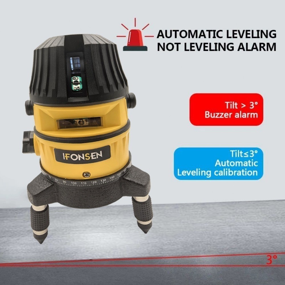 5 Line Laser Level Self-Leveling 360° Cross Line with Base - High ...