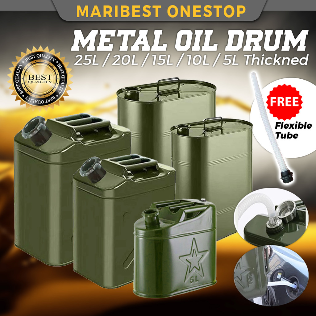 25L/20L/15L/10L/5L Thickned Metal Tong Minyak Petrol Jerry Can Oil Drum Spare Gasoline Fuel Tank ...