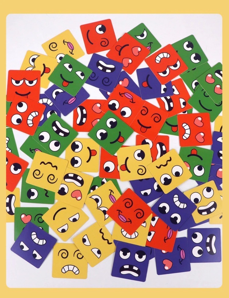 Cube Face Changing Building Blocks Board Game Wood Puzzle Montessori ...