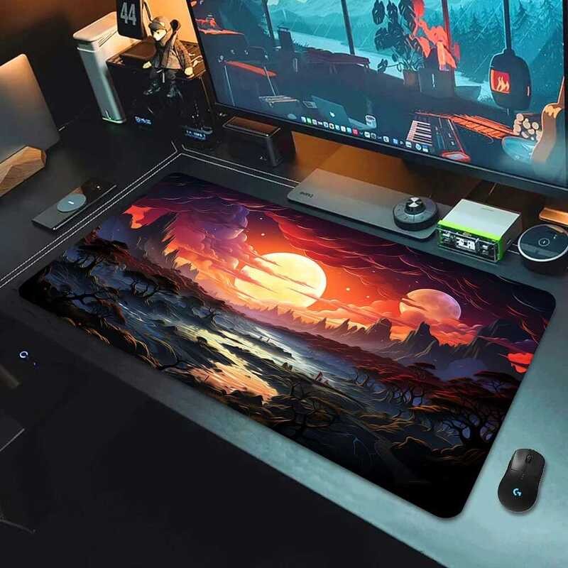 Large Gaming Mouse Pad Landscape Keyboard Mat Carpet HD Print Space ...
