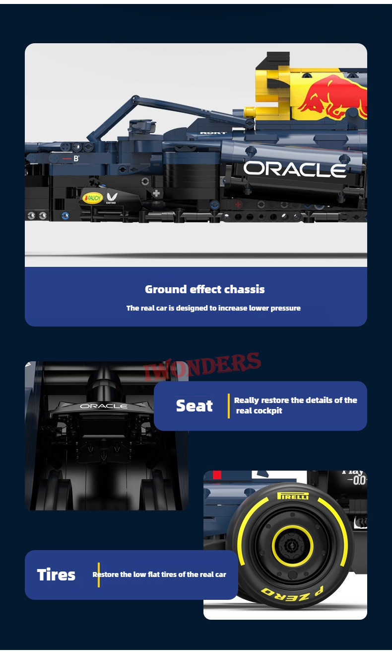 RASTAR Technic R/C 1:8 Red Bull F1 RB19 Bricks Car 92400/92410(2509pcs ...