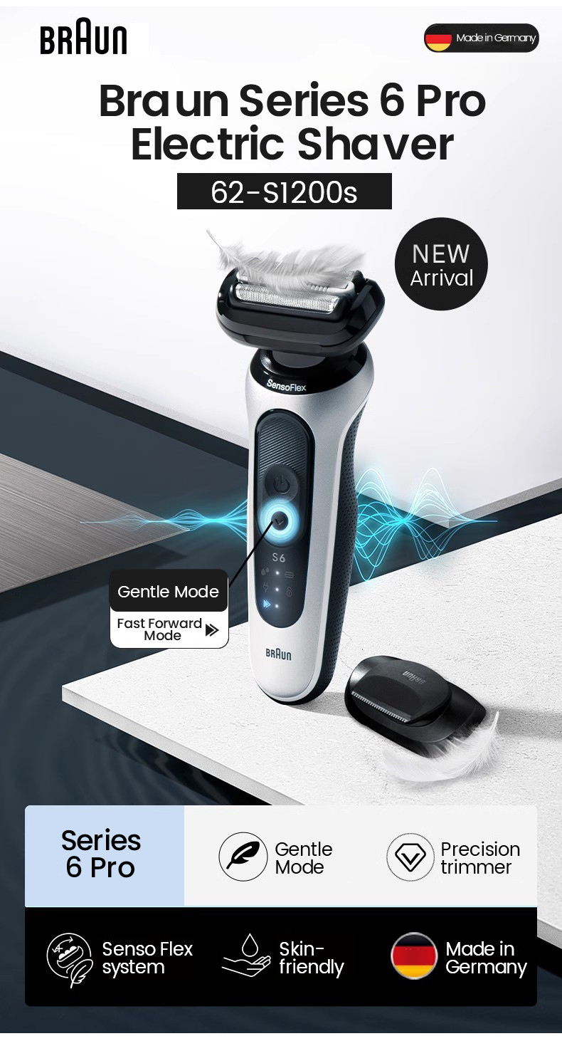 Braun Series 6 Pro 62-S1200s Electric Shaver Full Body Wash with ...