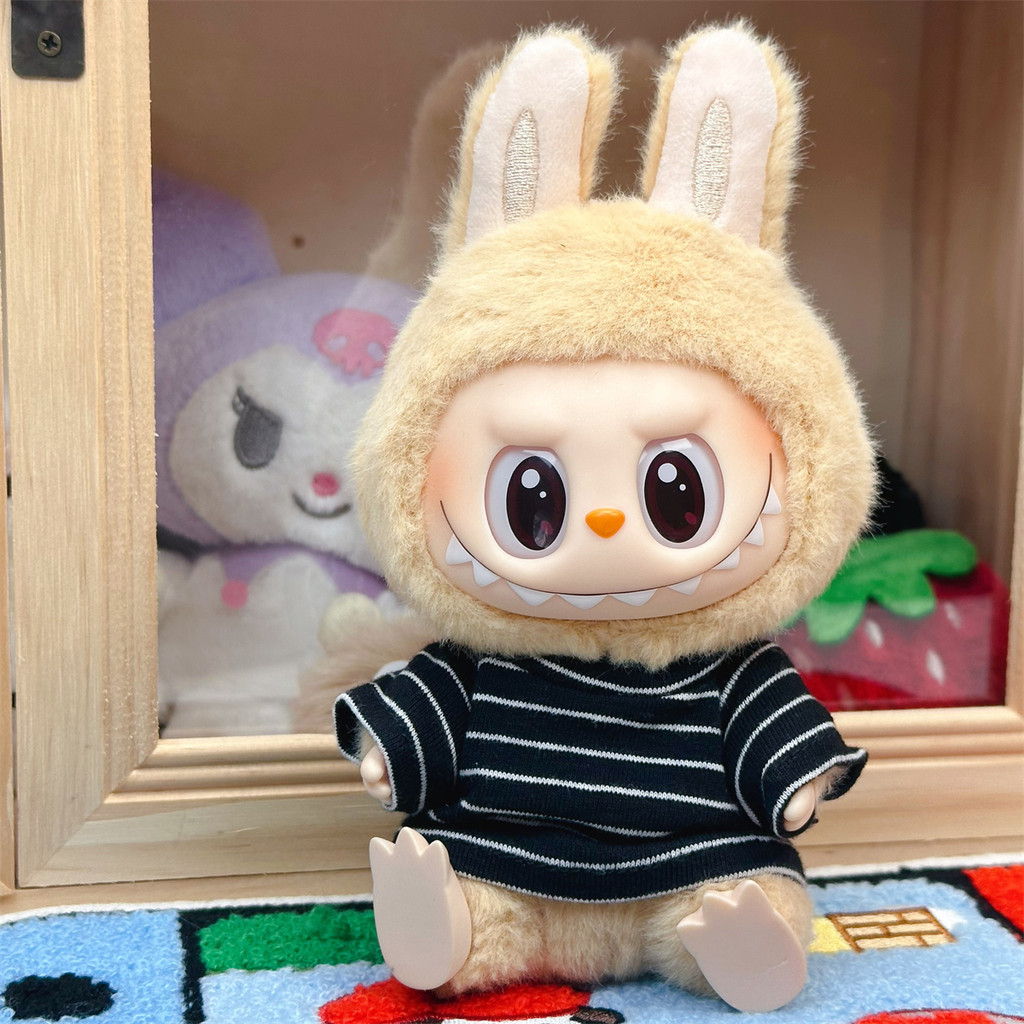 For 17 CM Labubu baby clothes plush vinyl face doll pendant Labubu ...