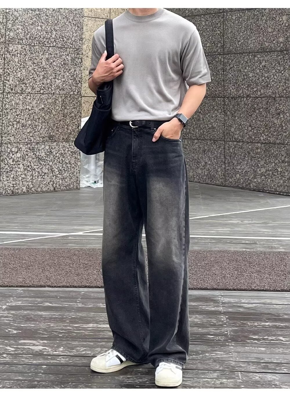 HOUCH COD Men's Jeans Straight Denim Classic Long Pants Men Jean Smart ...