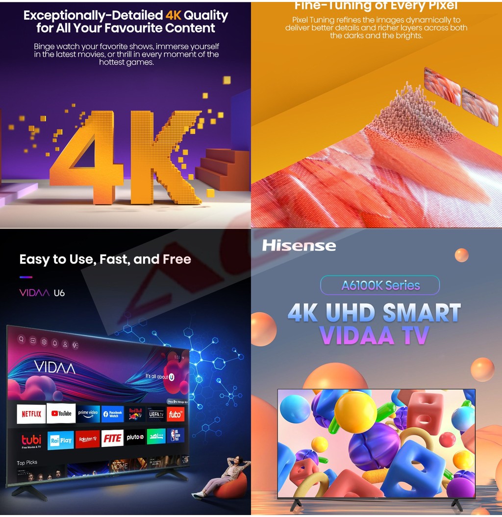 🛠️HISENSE 📺 55A6100K 55" TV Pintar LED 4K UHD dengan Dolby Vision & DTS ...