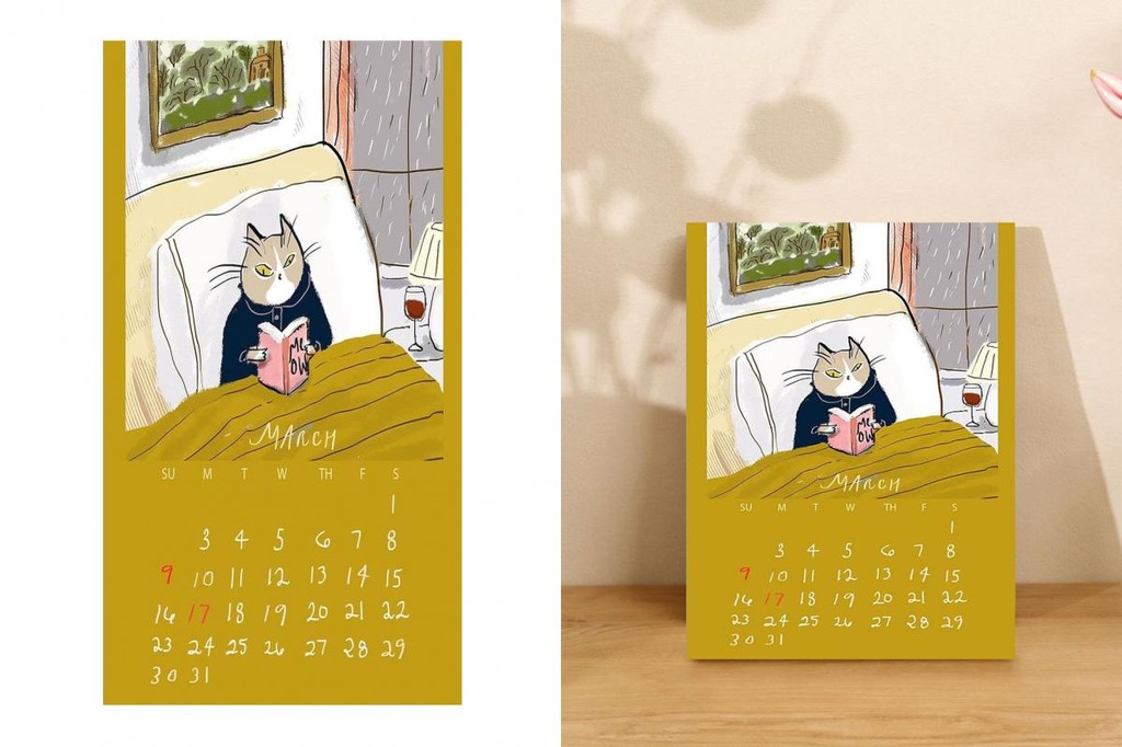 wanpanyu Unique Cat Art Calendar Cat Lover Calendar 2025 2025 Cat ...