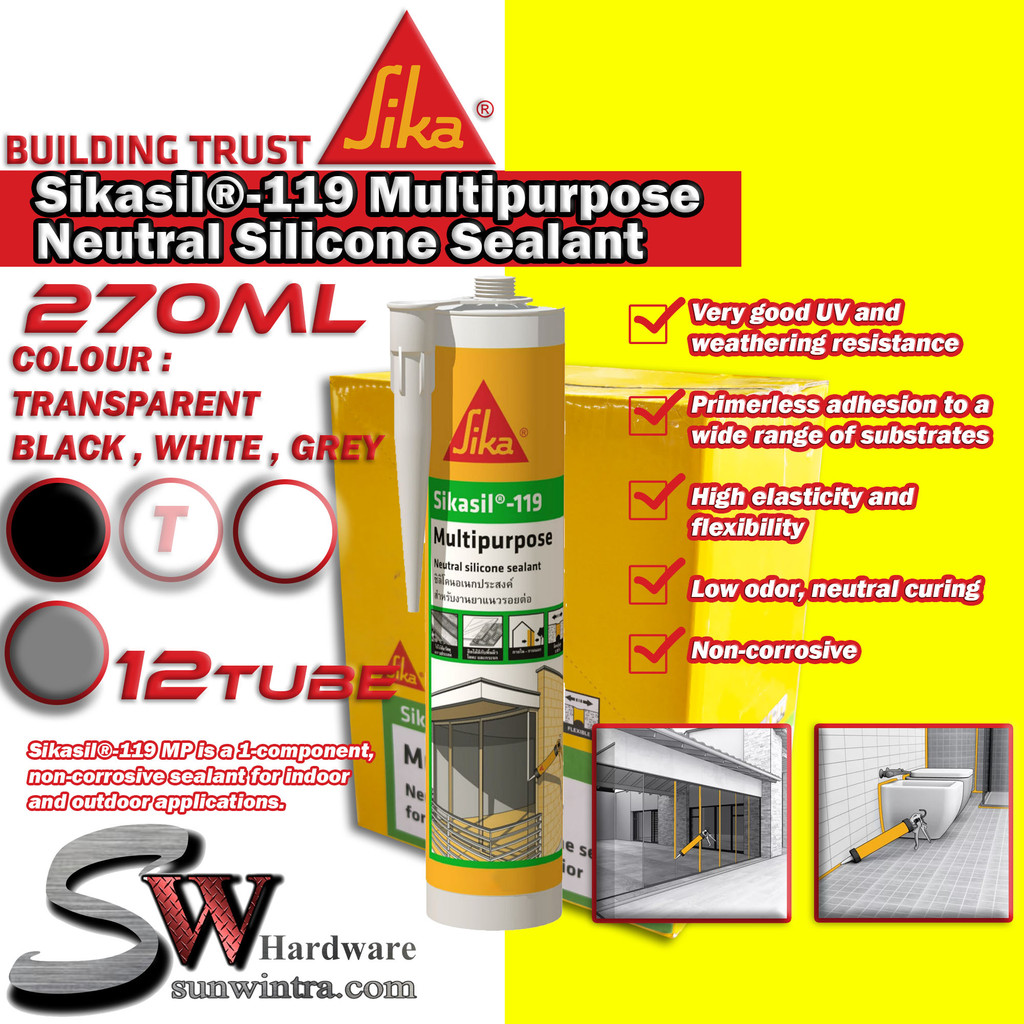 COMBO 1 CTN / 12 TUBE Sikasil®-119 MP MULTIPURPOSE NEUTRAL SILICONE ...