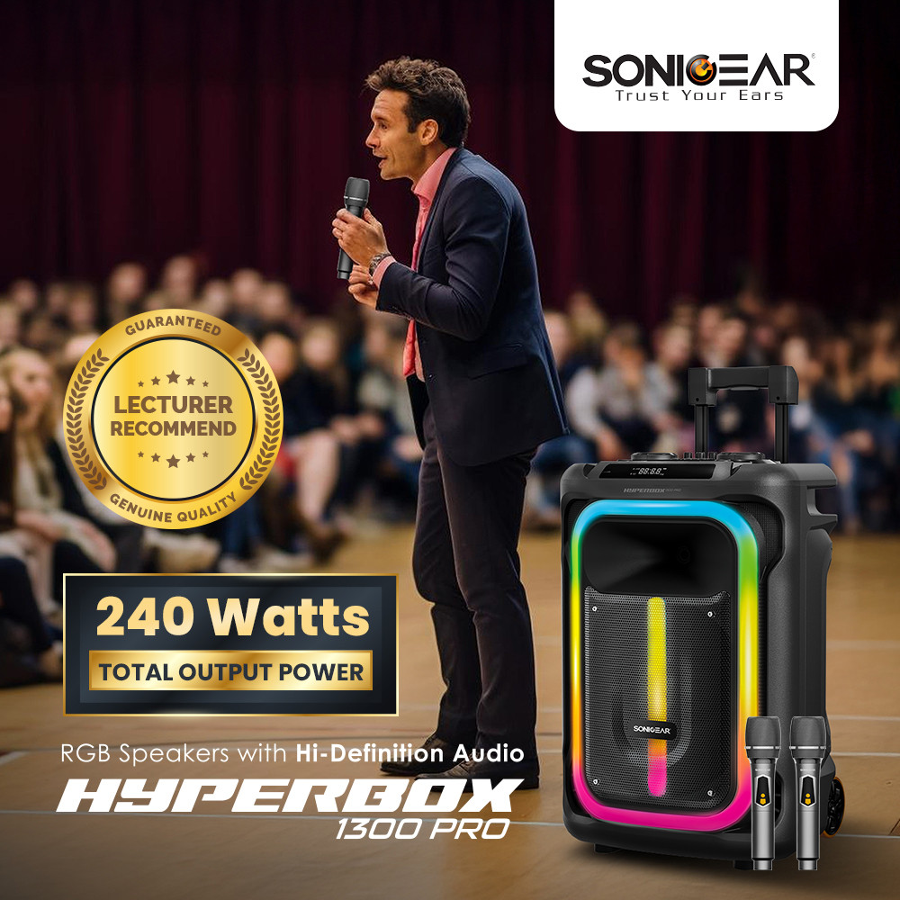 SonicGear HyperBox 1300 Pro Bluetooth 5.4 USB Playback Event Trolley ...