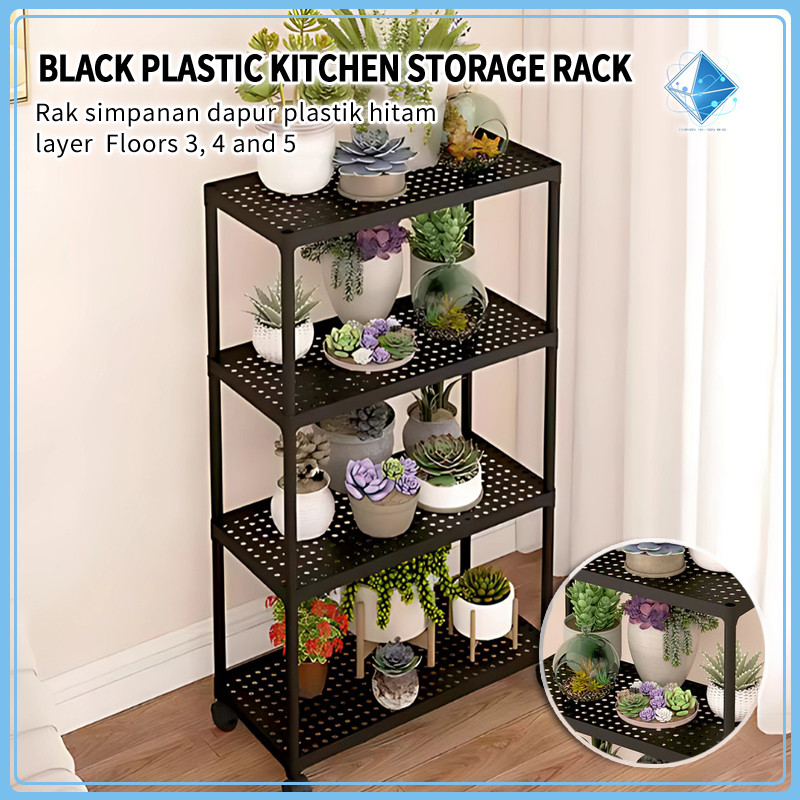 5 Layer Black Plastic Kitchen Storage High Quality Organize Rack With ...