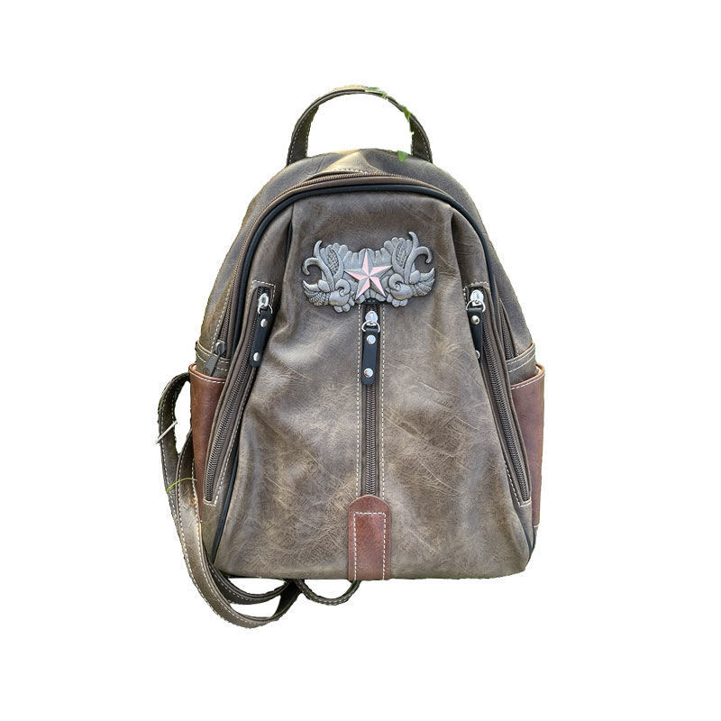 Design Style Star Backpack Coffee Color Medieval vintage Heavy Industry ...