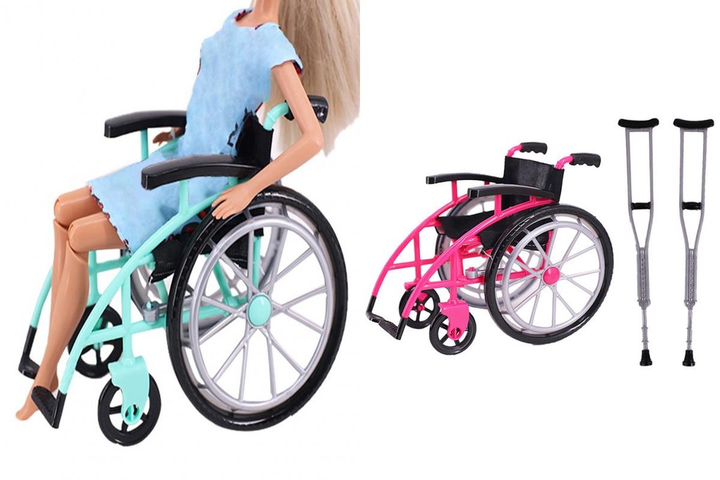 [EY] Doll Wheelchair and Crutches Set Sand Table Mini Wheelchair Toy ...