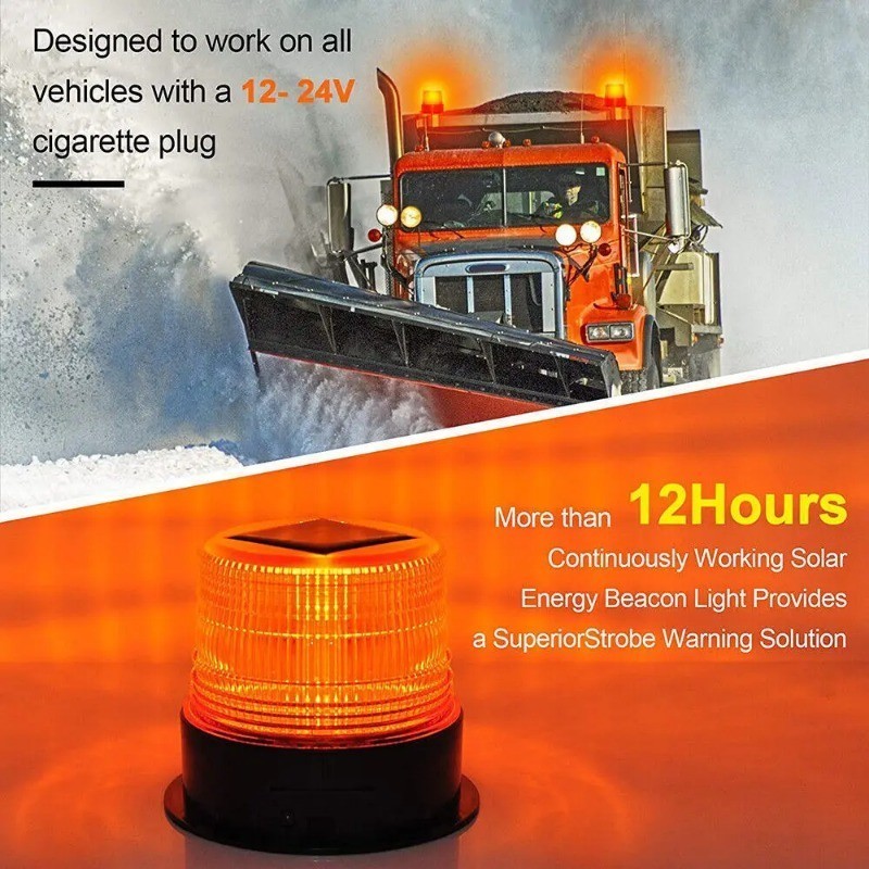 Solar Power Emergency Warning Light Strobe Wireless Beacon Magnetic ...