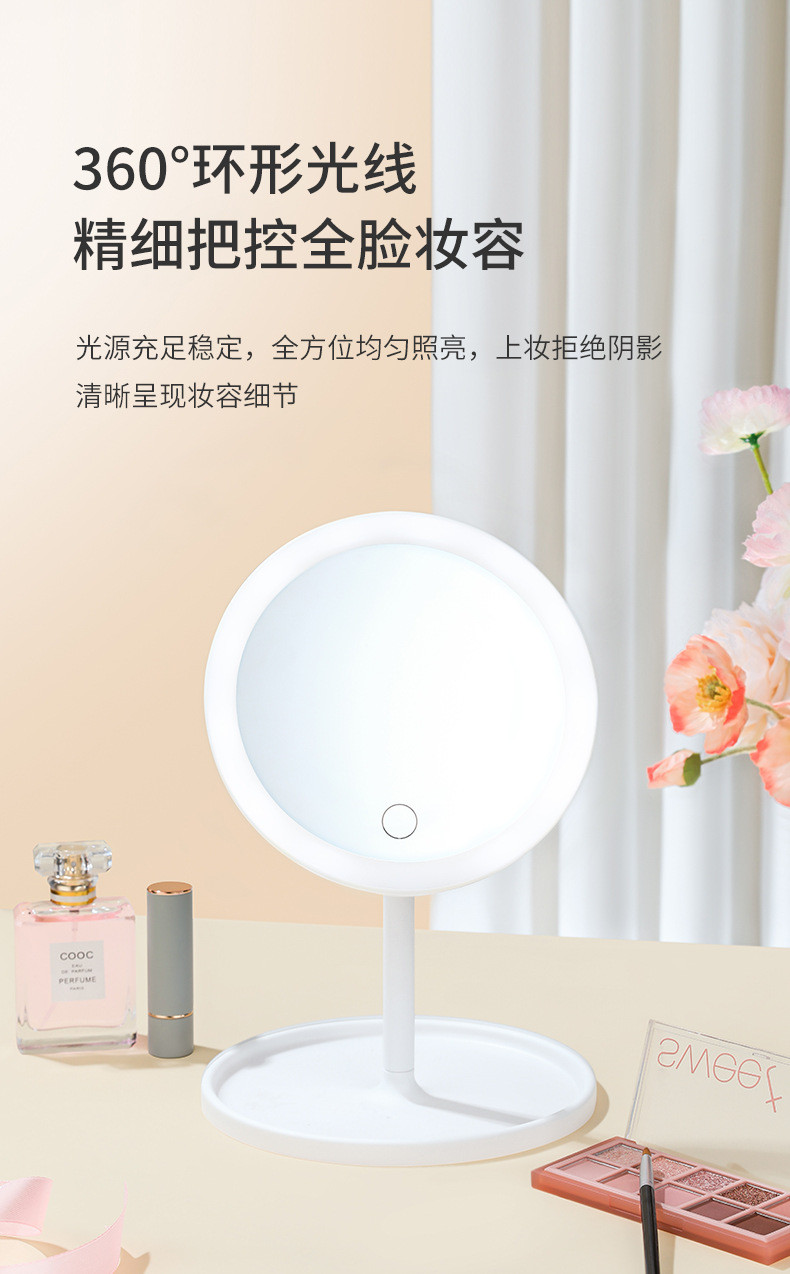Detachable 3 Modes Makeup Mirror With Light LED Daylight Vanity Mirror ...