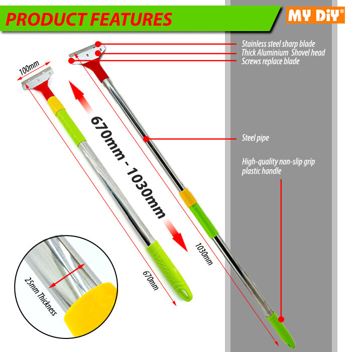 670MM-1030MM CLEANING SCRAPER TELESCOPIC RAZOR CUTTER BLADE CLEANING ...