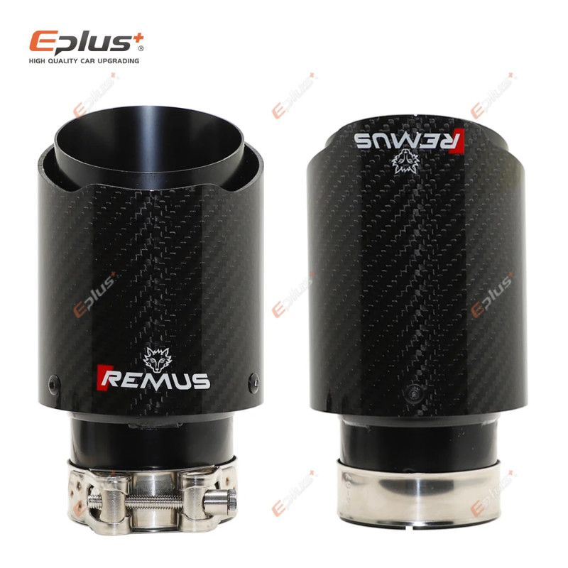 REMUS Car Gloss Carbon Fiber Muffler Tip Exhaust System Pipe Mufflers ...