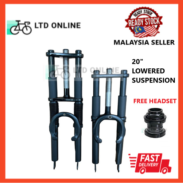 (FREE HEADSET) 20" Bicycle Fork Double Suspension Lowered Basikal MTB ...