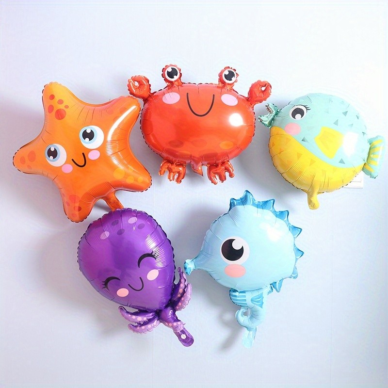 5pcs Sea Animals Balloons Large Fish Balloons Cartoon Sea Creature ...