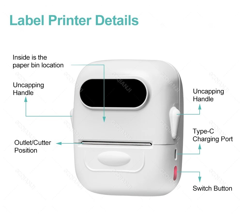 Marklife P50 Barcode Label Printer Labeling Maker Machine Mini Portable ...