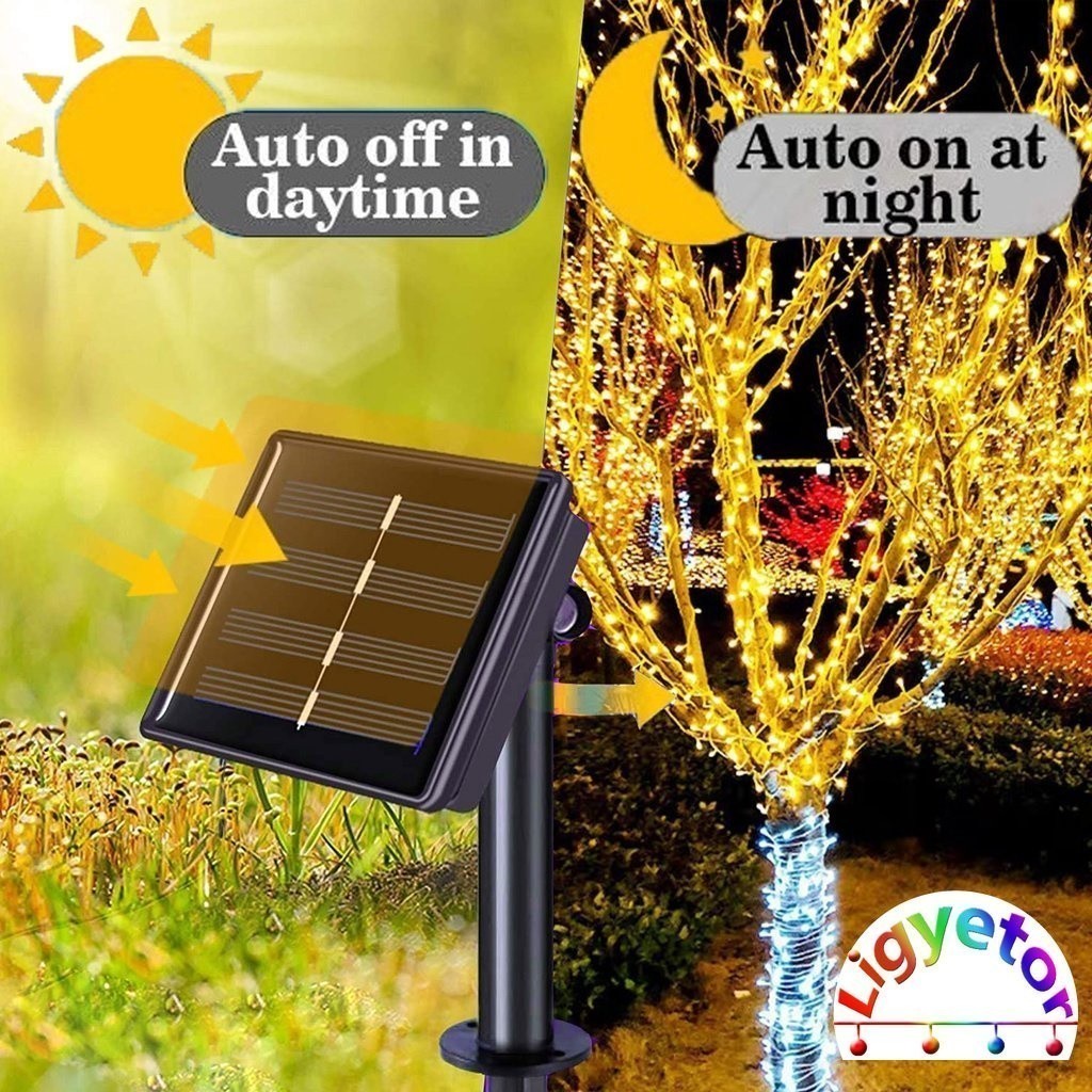 Solar LED Fairy Lights Outdoor Waterproof Christmas String Light ...