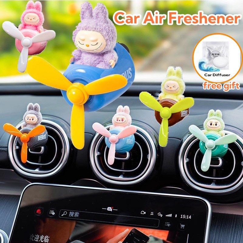 (Free gift) 2pc Labubu Doll Car Air Freshener 10 Styles Car Fragrance ...