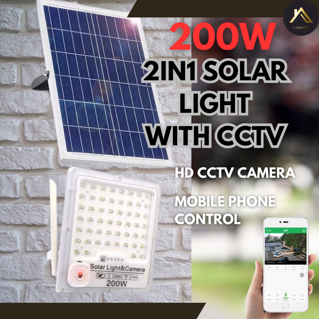 Solar Light Outdoor with CCTV 200W IP68 Waterproof Lampu Solar Outdoor ...