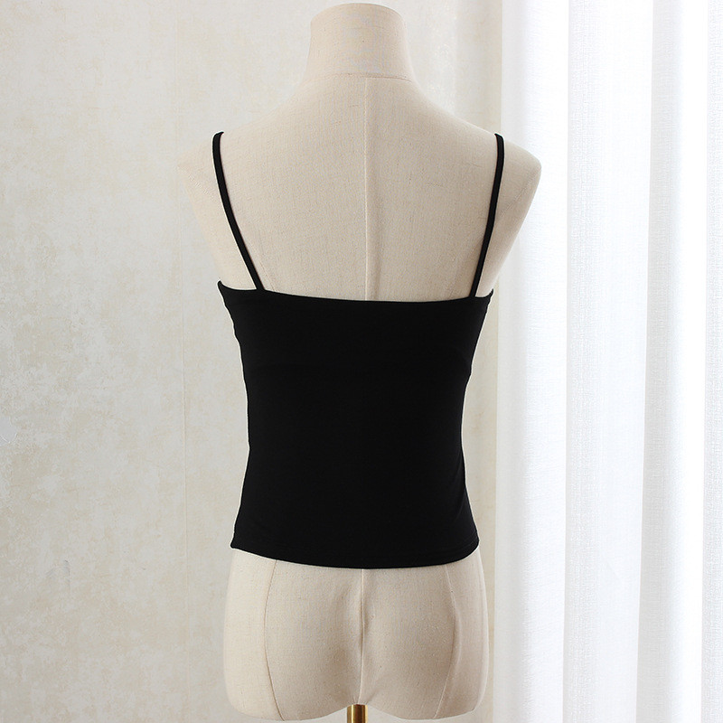 Female Tank Top with Chest Pads Girl's Casual Sport Vest Slim Fit ...