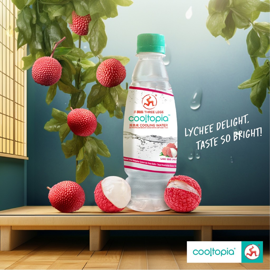 Three Legs Cooltopia Lychee Cooling Water (320ml) [Air Penyejuk Badan ...