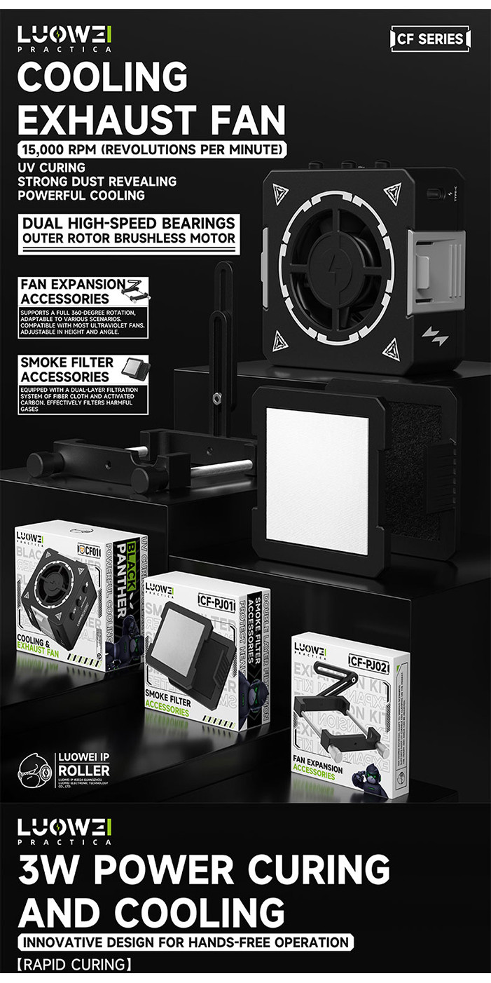 LUOWEI LW-CF01 4-in-1 Microscope Cooler/Smoke Exhaust Fan/UV Curing Lamp with Dust Lamp Beads ...