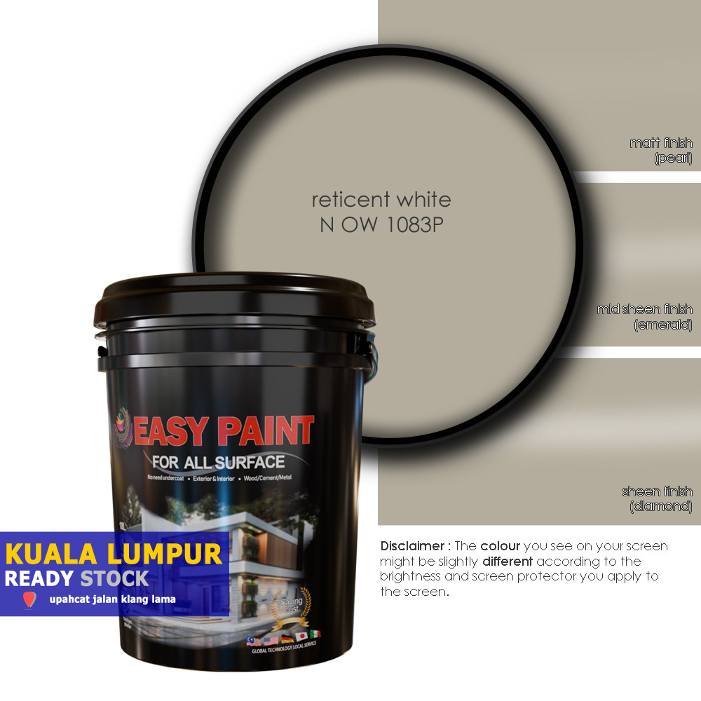1 Liter and 5 Liter - RETICENT WHITE N OW 1083P, Easy Paint All Surface ...