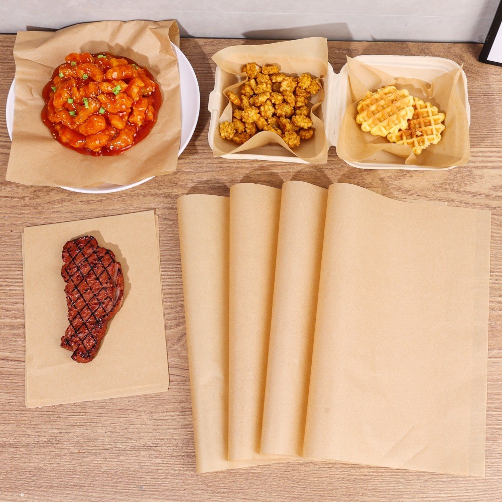 50Pcs Wood Color Oil Proof Papers Baking Sheets Non-Stick Pad Paper for ...
