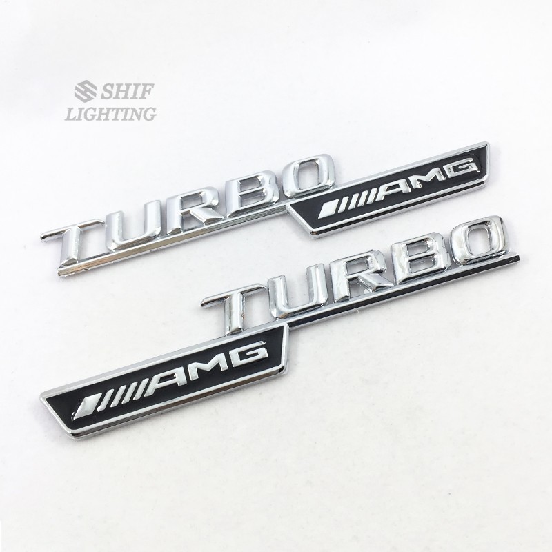 in stock 2 x Metal AMG TURBO Letter Logo Car Auto Emblem Badge Sticker ...
