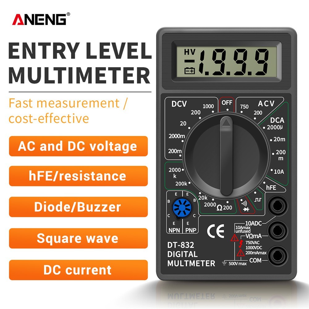 in stock DT832 digital multimeter LCD AC/DC voltmeter Ammeter Ohm multi ...