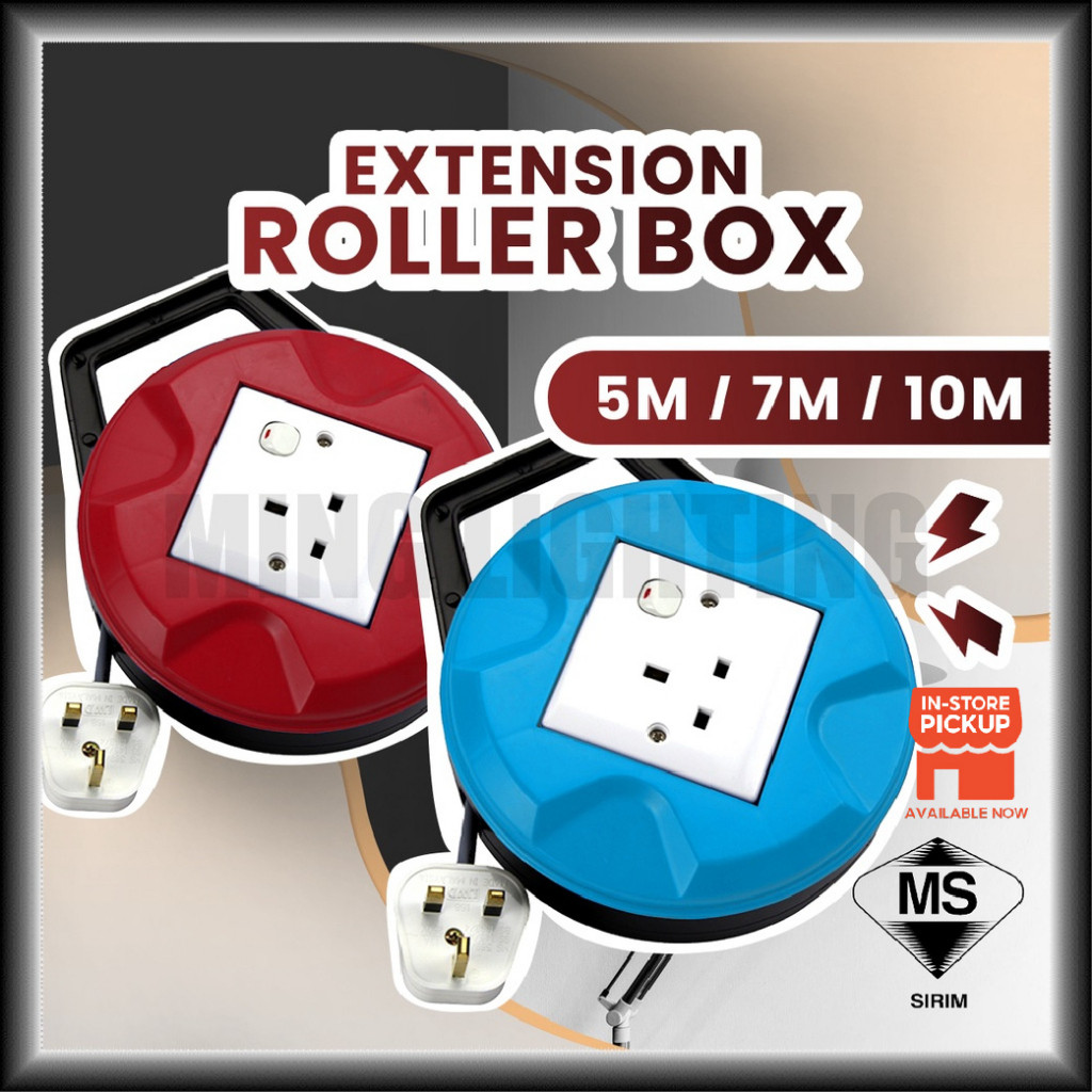 in stock [SIRIM] 5M 7M 10M Round Extension Wire Box Power Cable Roller ...