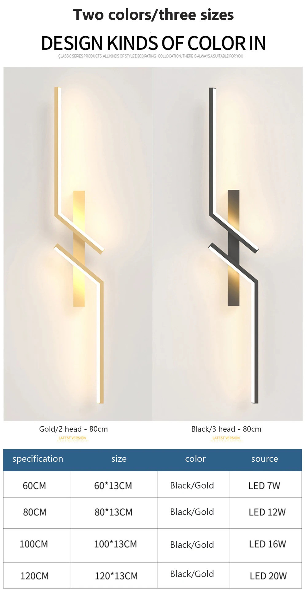 Modern LED Wall Lamp Long Bar Scone Home Decor Living Room Bedroom ...