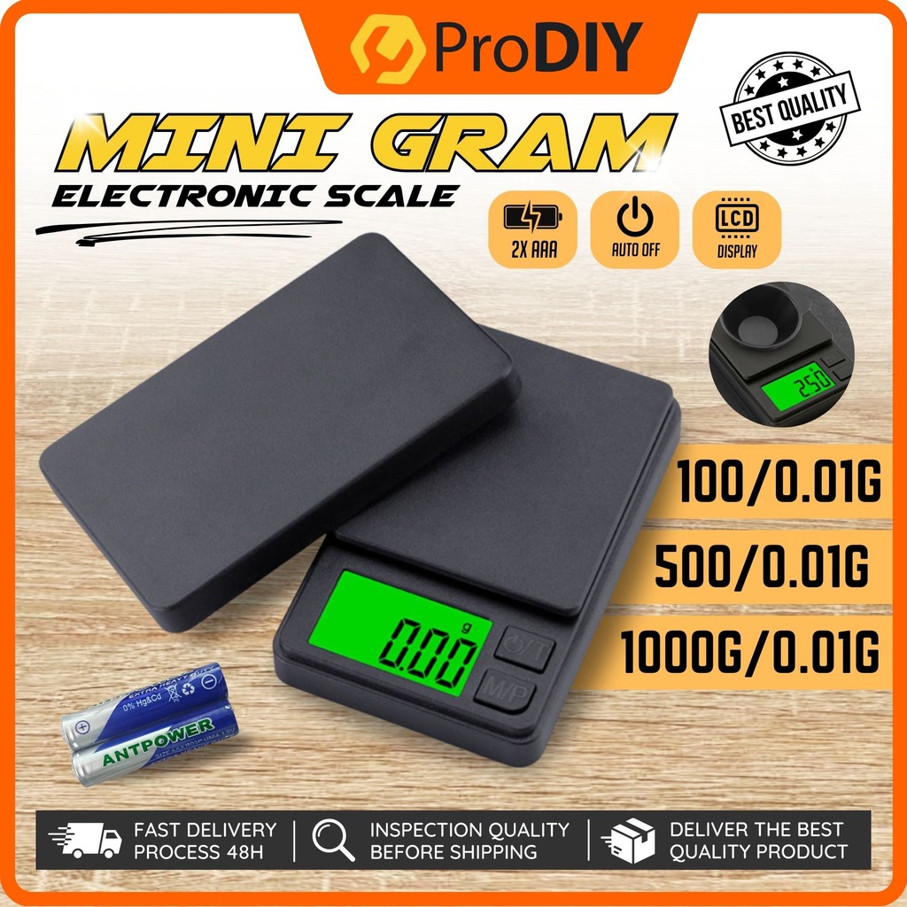 T2 Mini Gram Electronic Scale (100G/500G/1000G) Pocket Scale Penimbang ...