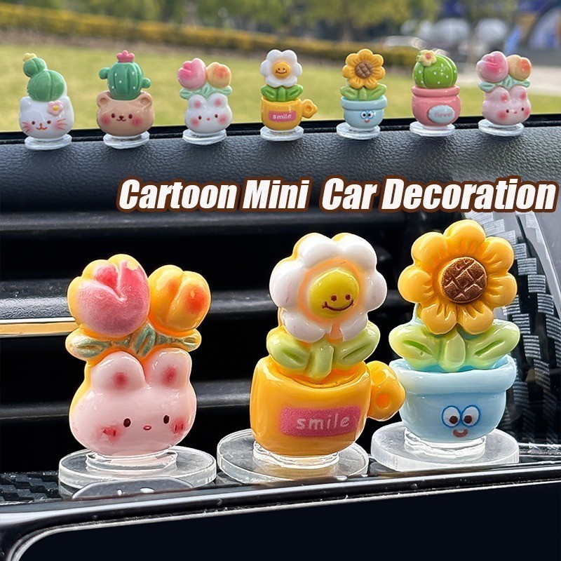 7/9 PCS Car Mounted Decorative Small Flower Pot decoration Mini Cute ...